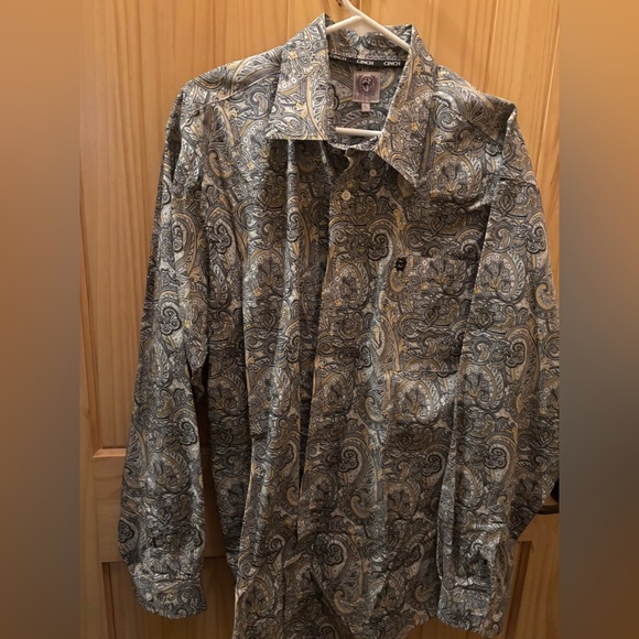 Cinch | Shirts | Cinch Gray Paisley Patterned Mens Long Sleeve Button ...